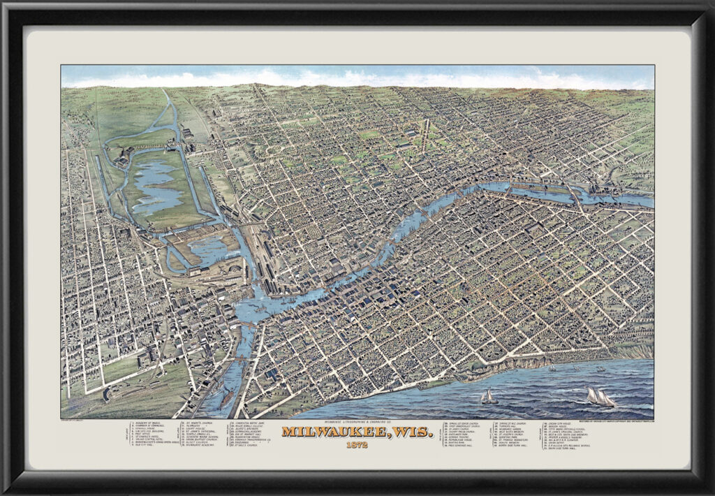 Milwaukee WI 1882 Restored Map | Vintage City Maps