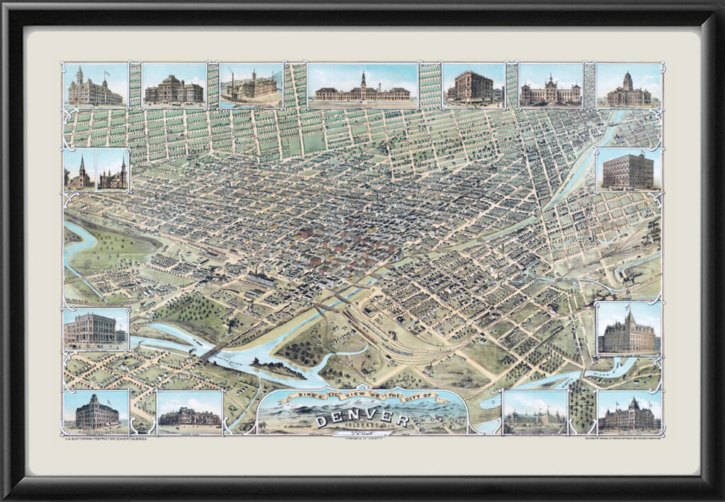 Denver CO 1882 Restored Map | Vintage City Maps