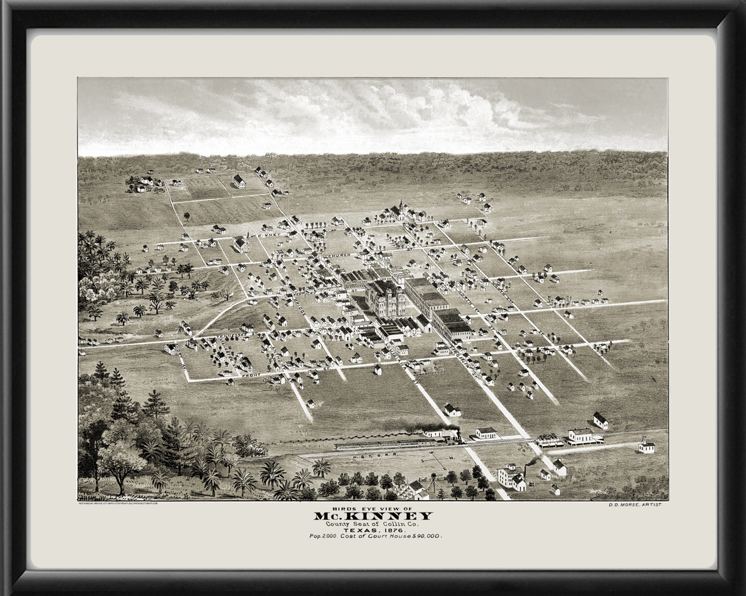 McKinney TX 1876 Restored Map | Vintage City Maps