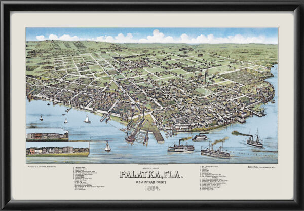 Palatka FL 1884 Restored Map | Vintage City Maps
