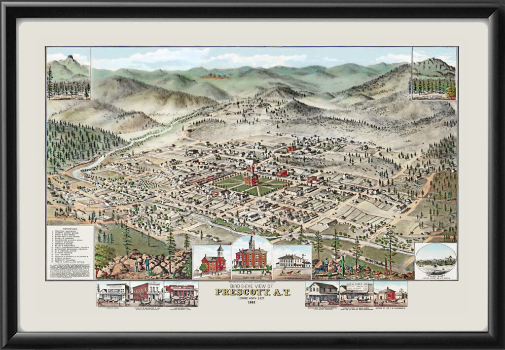 Prescott AZ 1883 Restored Map | Vintage City Maps