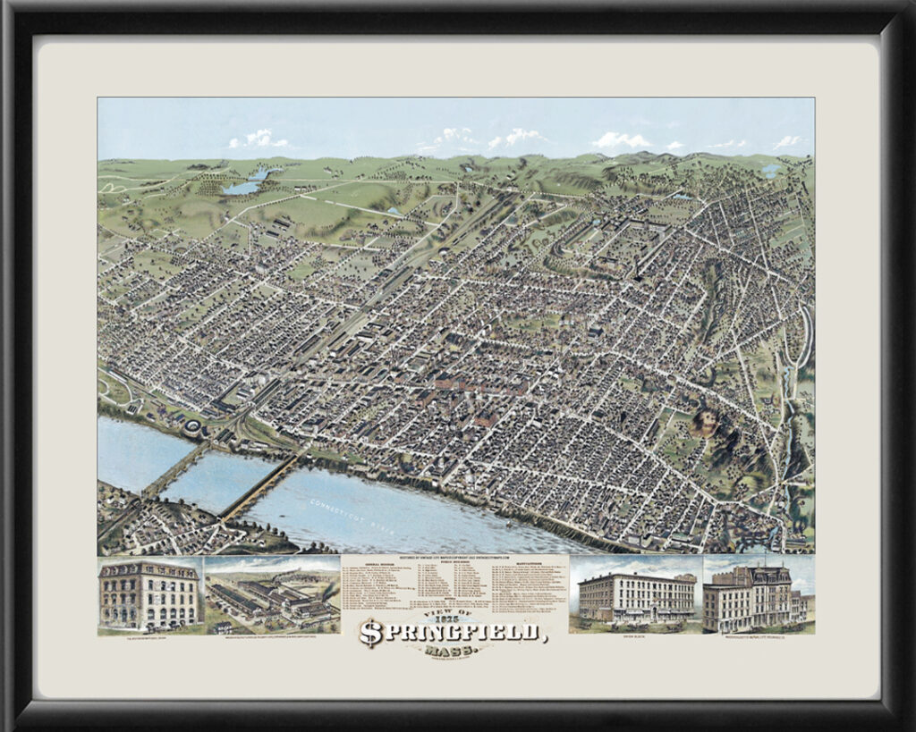 Springfield MA 1875 | Vintage City Maps - Restored City Views