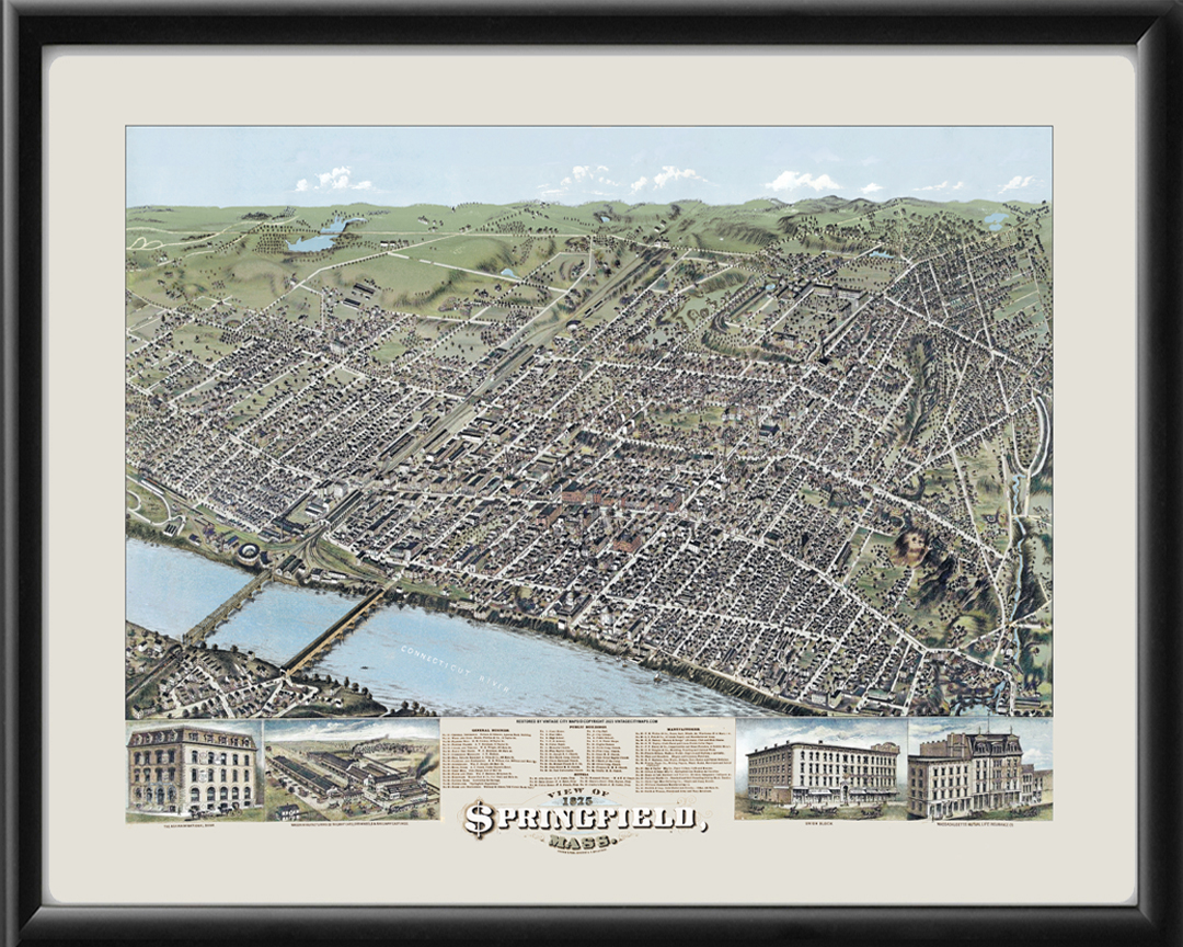 Springfield MA 1875 | Vintage City Maps - Restored City Views