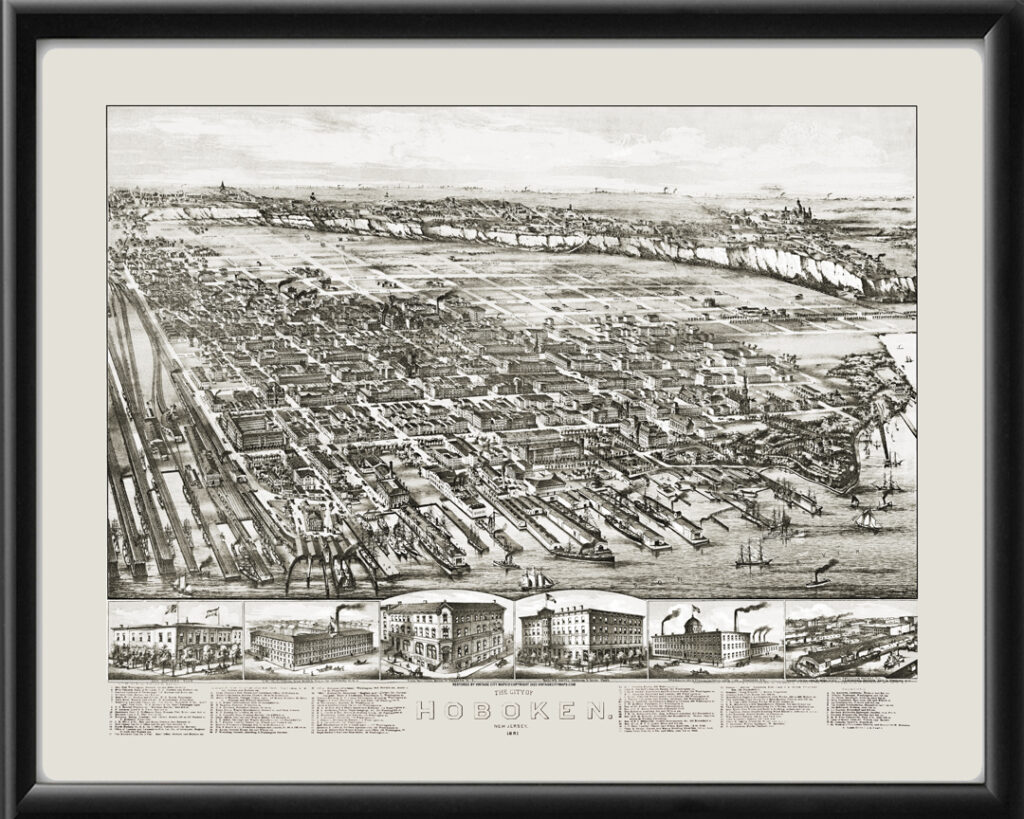 Hoboken NJ 1881 Restored Map | Vintage City Maps