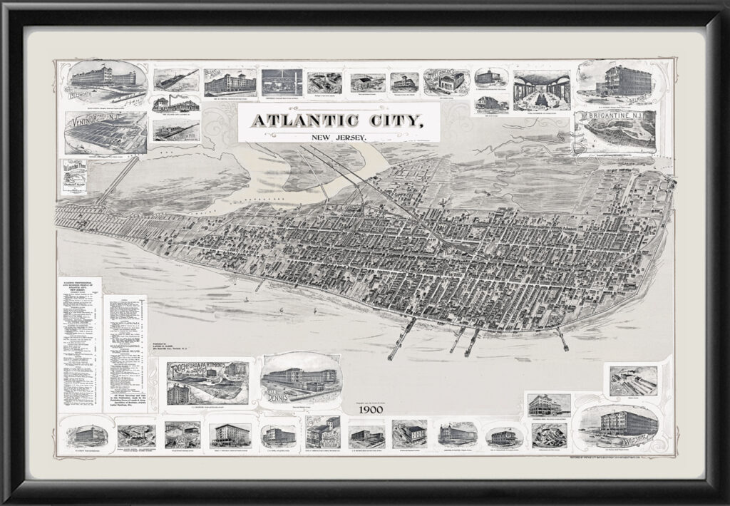 Atlantic City NJ 1900 Restored Map | Vintage City Maps