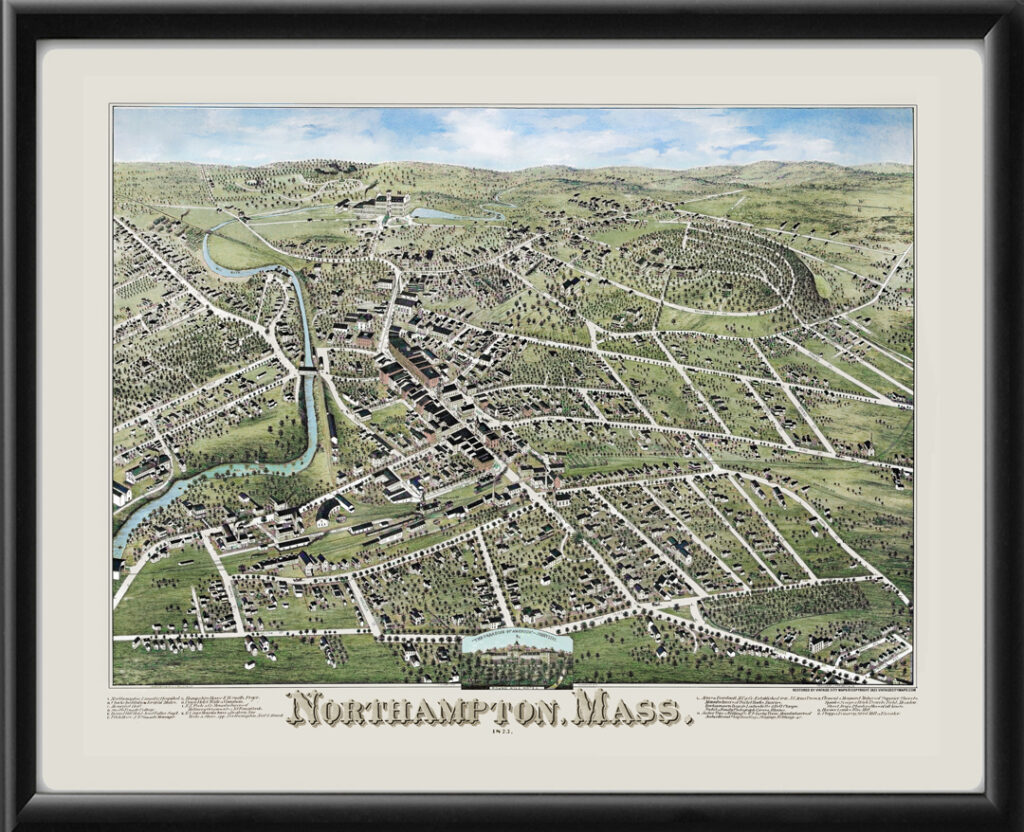 Northampton MA 1875 Restored Map | Vintage City Maps