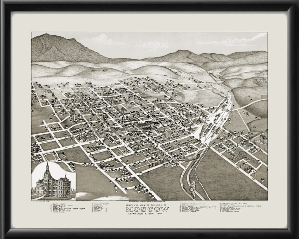 Moscow ID 1897 Restored Map | Vintage City Maps