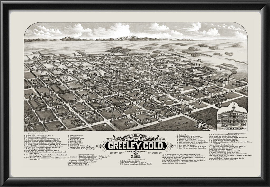 Greeley CO 1882 Restored Map | Vintage City Maps