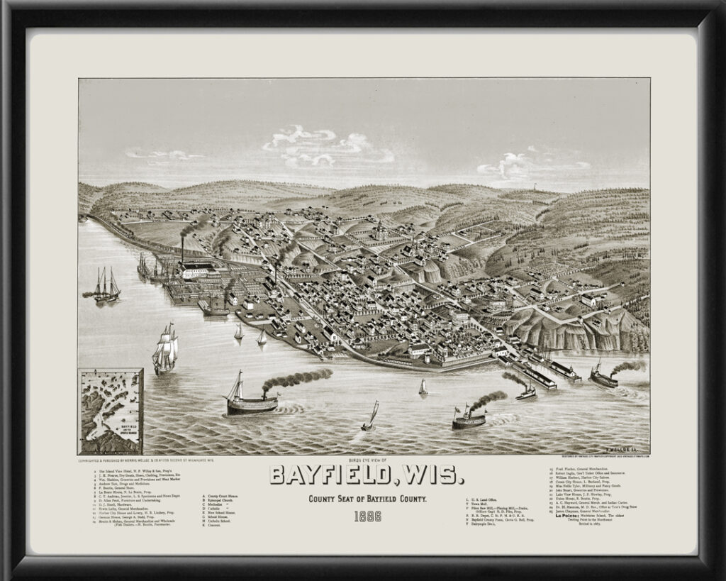 Bayfield WI 1888 Restored Map | Vintage City Maps