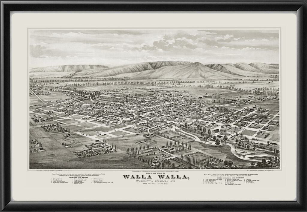 Walla Walla WA 1876 Restored Map | Vintage City Maps