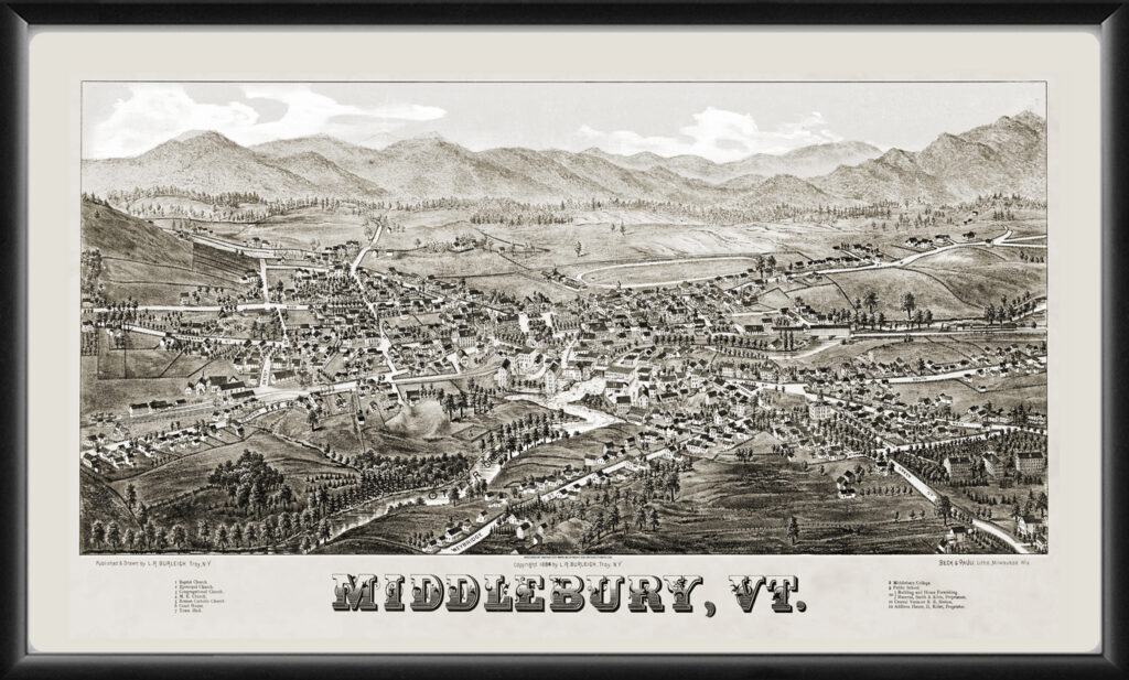 Middlebury VT 1886 Restored Map | Vintage City Maps