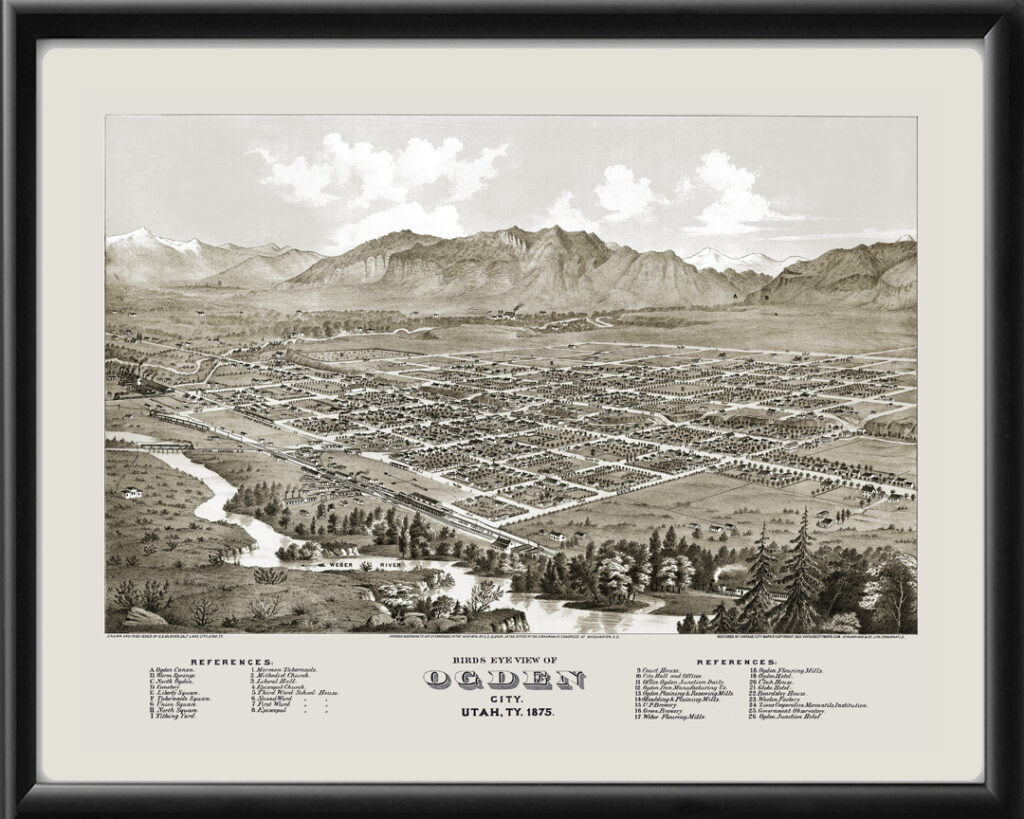 Ogden UT 1875 Restored Map | Vintage City Maps