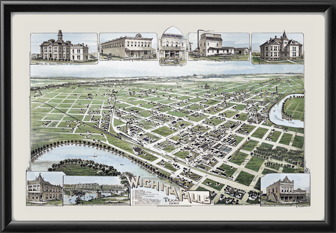 Wichita Falls TX 1890 Restored Map | Vintage City Maps