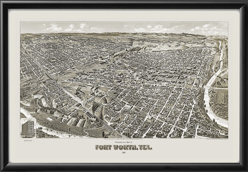 Fort Worth TX 1891 Restored Map | Vintage City Maps