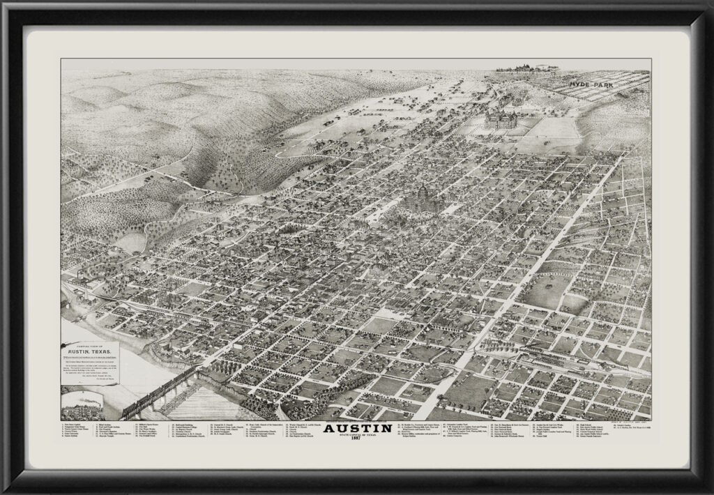 Austin TX 1887 - Vintage City Maps - Restored City Maps