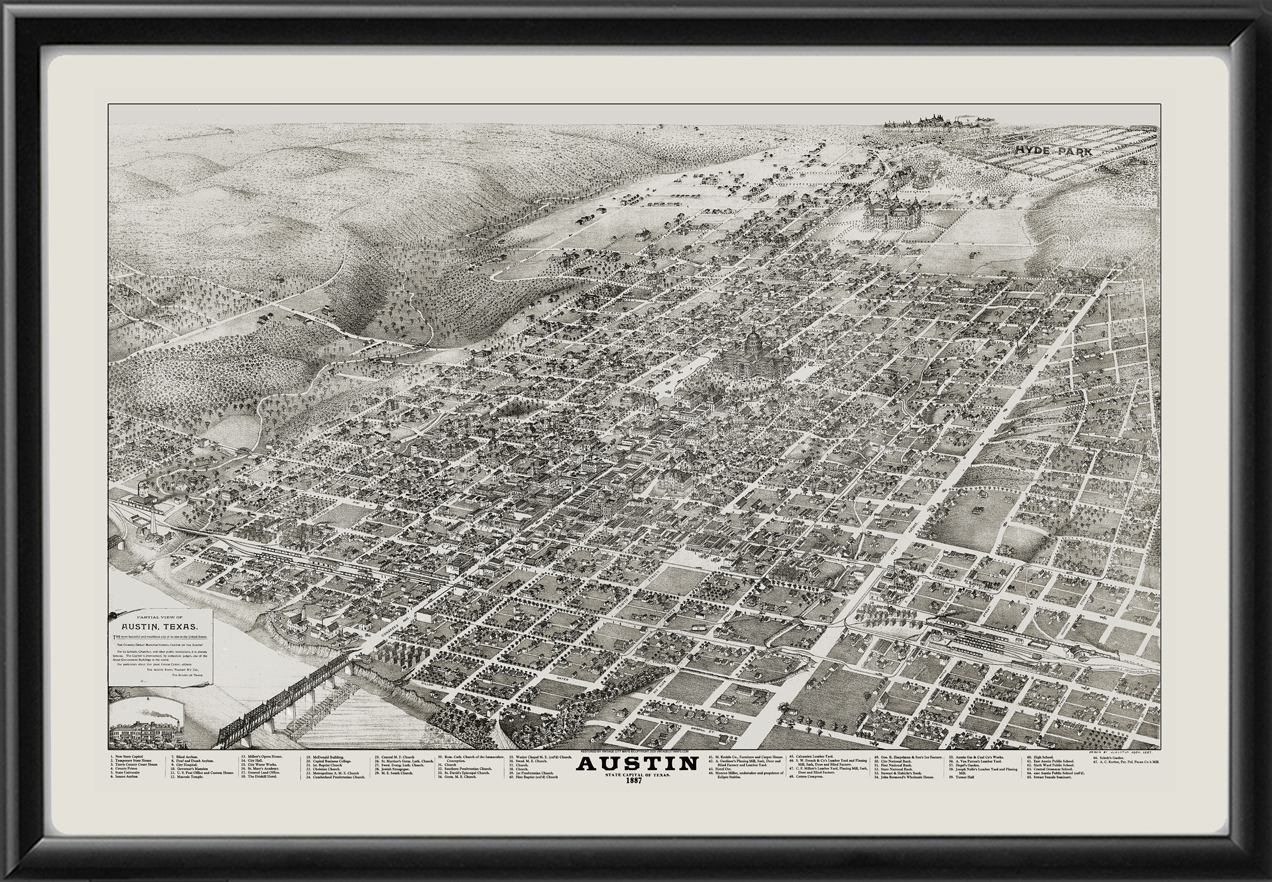 Austin TX 1887 - Vintage City Maps - Restored City Maps