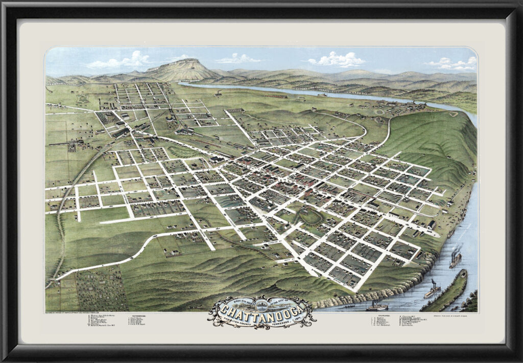 Chattanooga TN 1871 Restored Map | Vintage City Maps