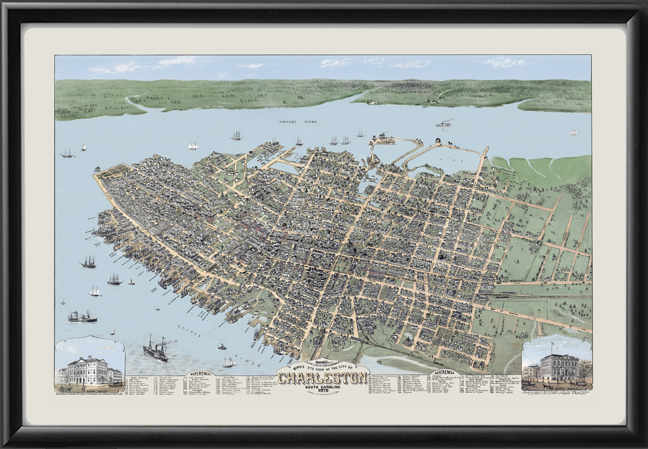 Charleston SC 1872 Restored Map | Vintage City Maps