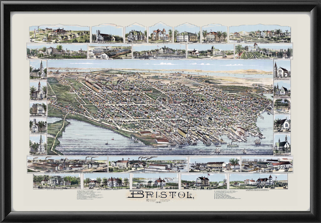 Bristol RI 1891 Restored Map | Vintage City Maps