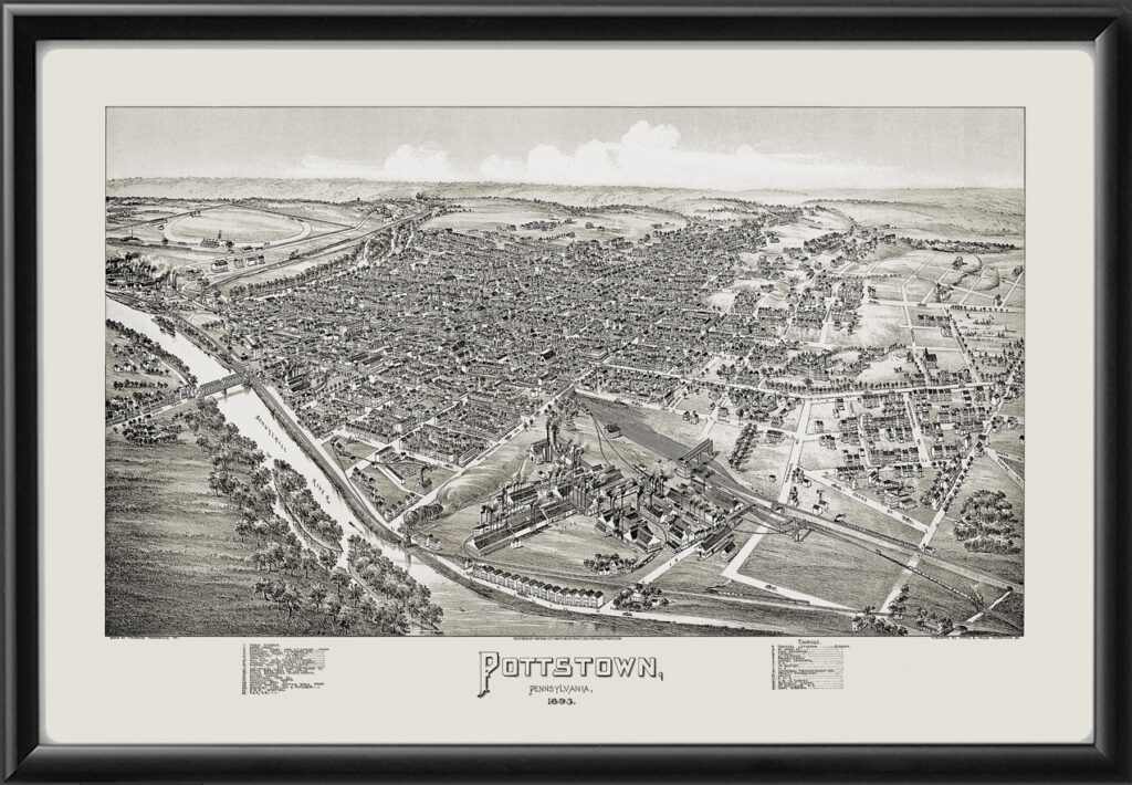 Pottstown PA 1893 Restored Map | Vintage City Maps
