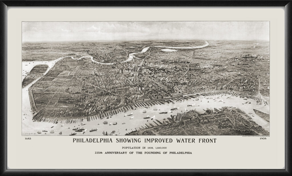 Philadelphia PA 1908 Restored Map | Vintage City Maps