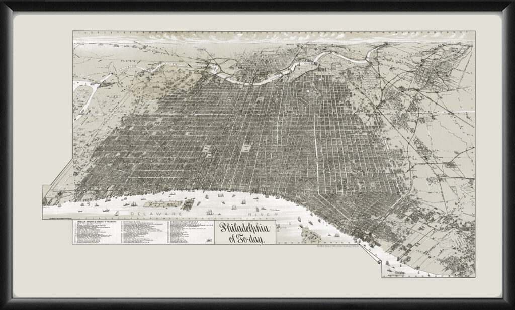 Philadelphia PA 1887 Restored Map | Vintage City Maps