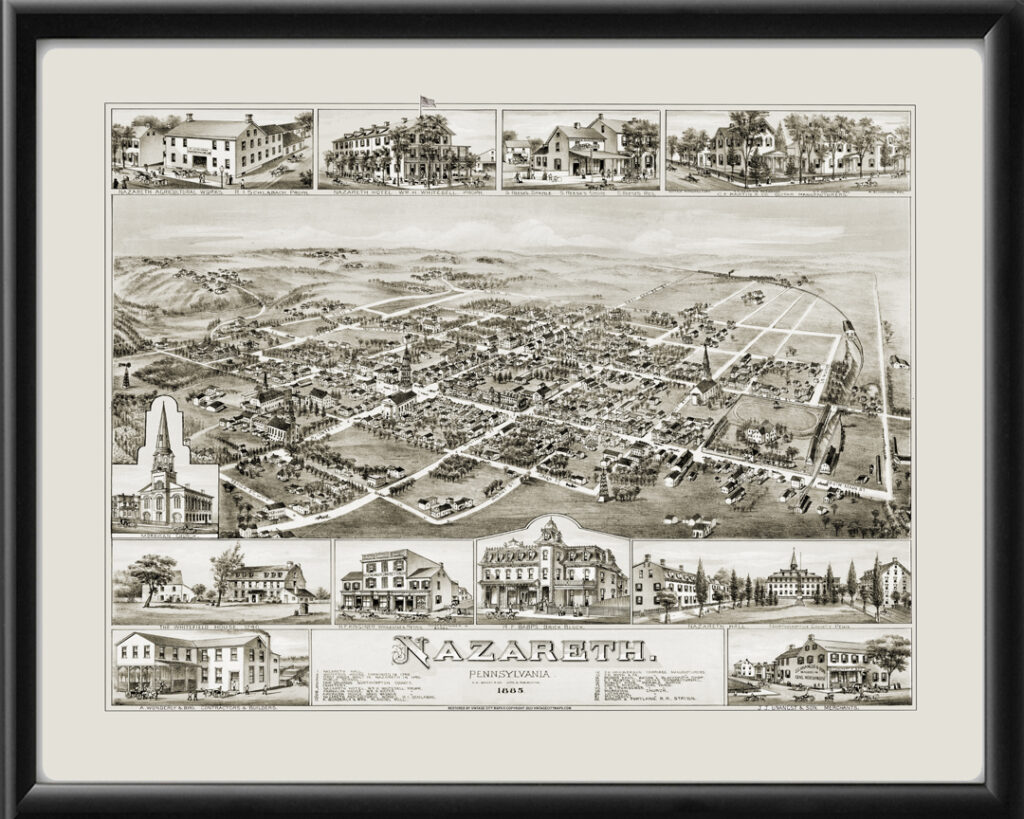 Nazareth PA 1885 Restored Map | Vintage City Maps