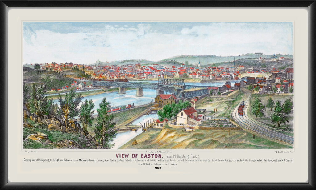 Easton PA 1860 Restored Map | Vintage City Maps