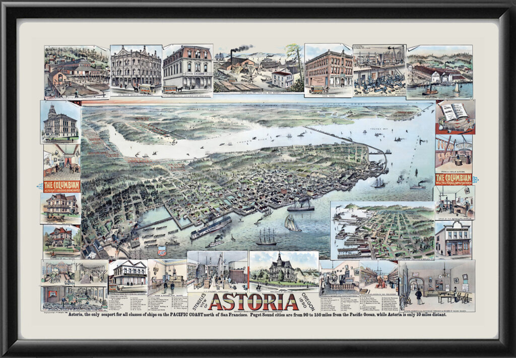 Astoria OR 1890 Restored Map | Vintage City Maps