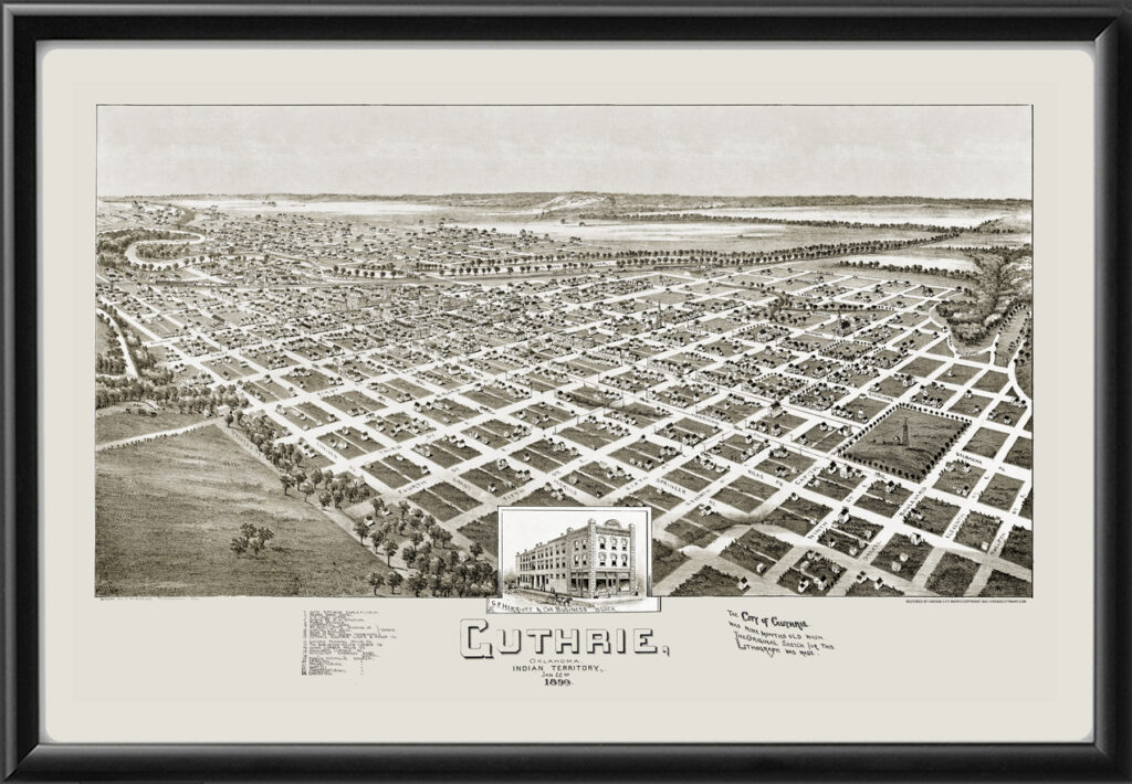 Guthrie OK 1890 Restored Map | Vintage City Maps