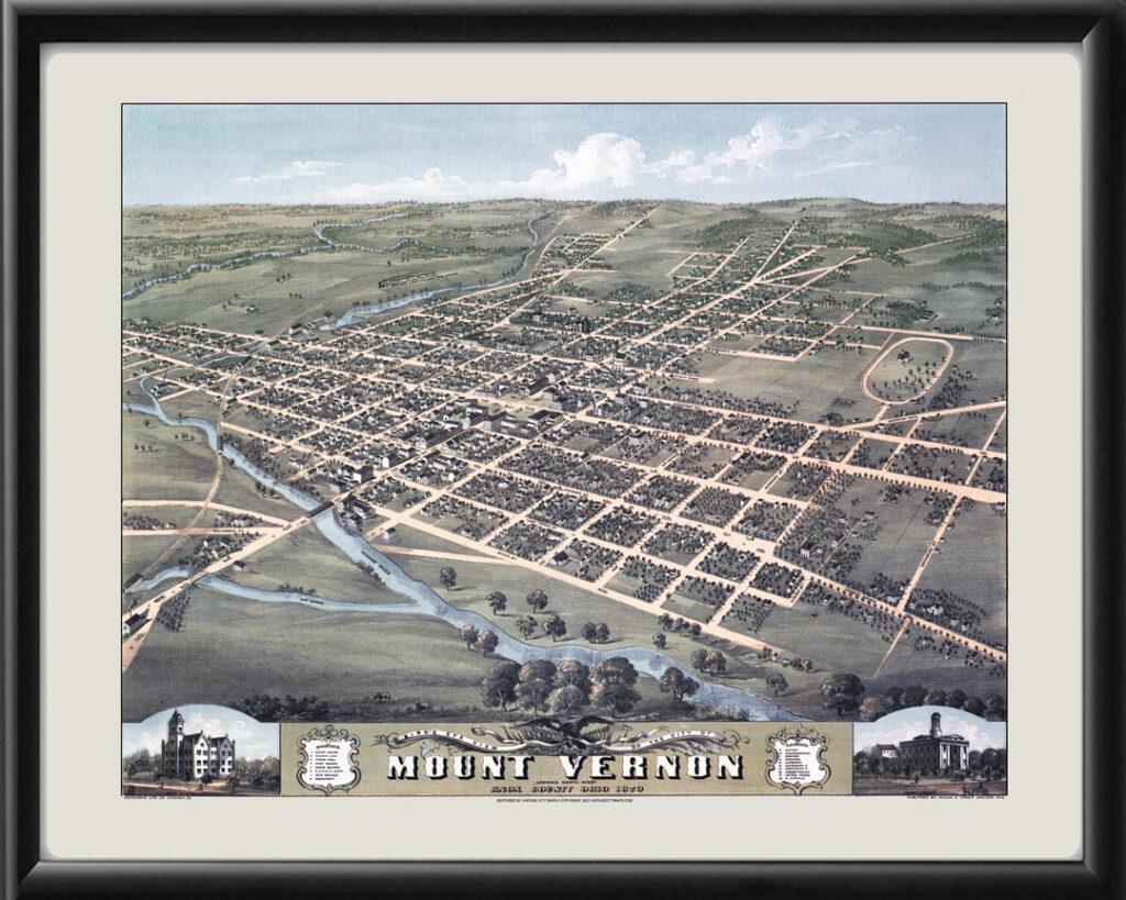 Mount Vernon OH 1870 Restored Map | Vintage City Maps