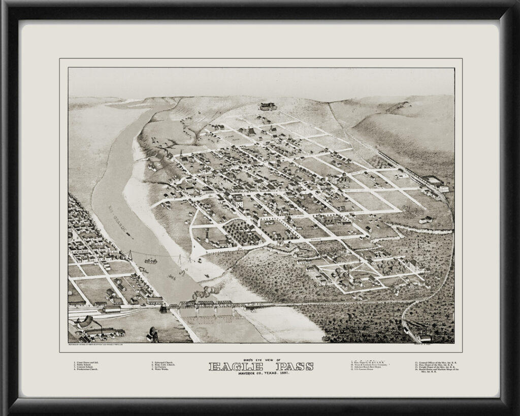 Eagle Pass TX 1887 Restored Map | Vintage City Maps