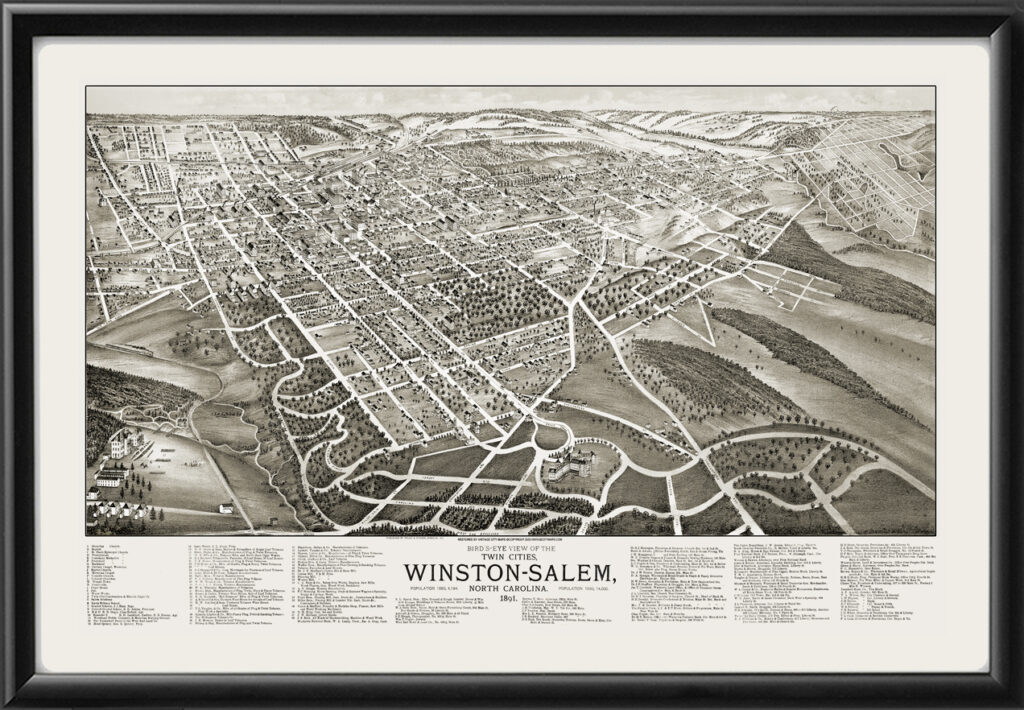Winston-Salem NC 1891 Restored Map | Vintage City Maps