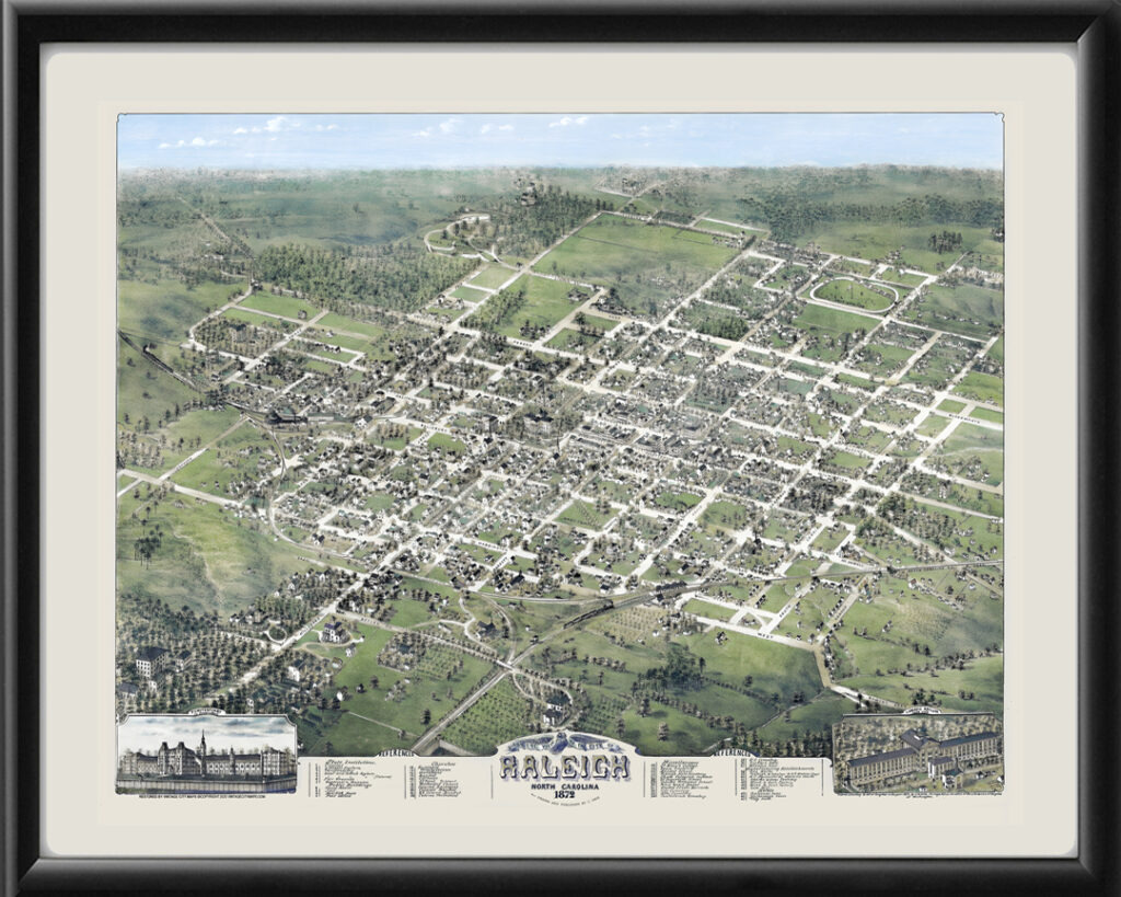 Raleigh NC 1872 Restored Map | Vintage City Maps