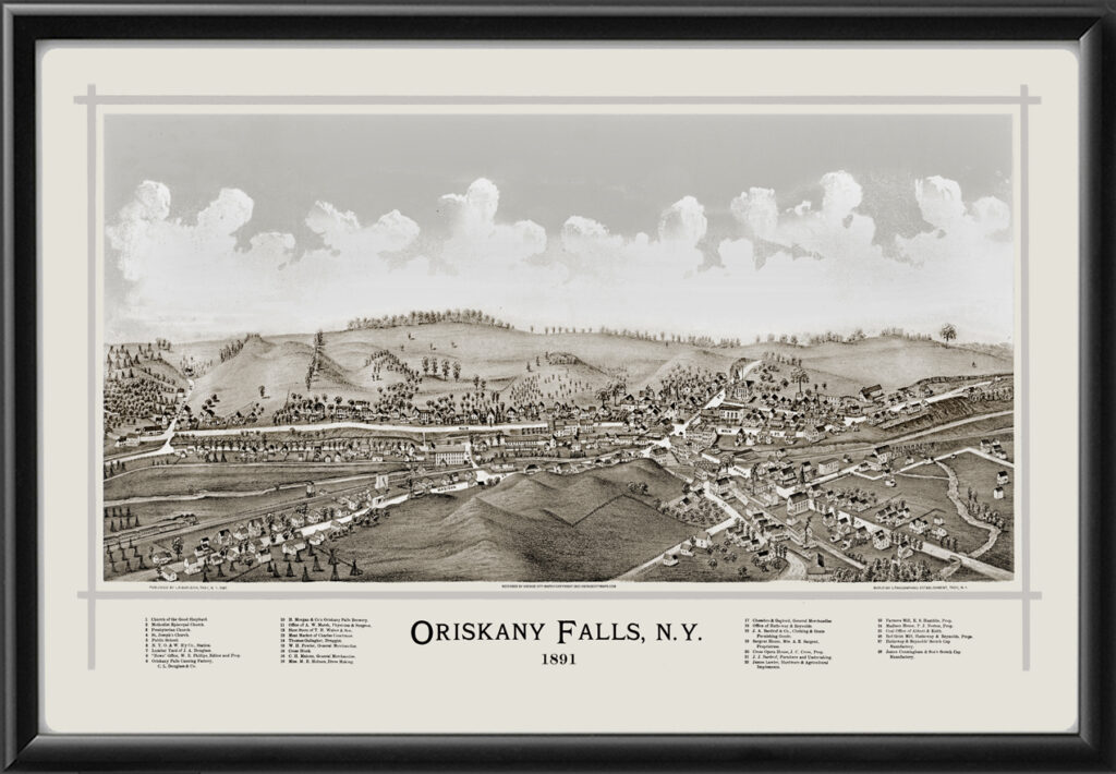 Oriskany Falls NY 1891 Restored Map | Vintage City Maps
