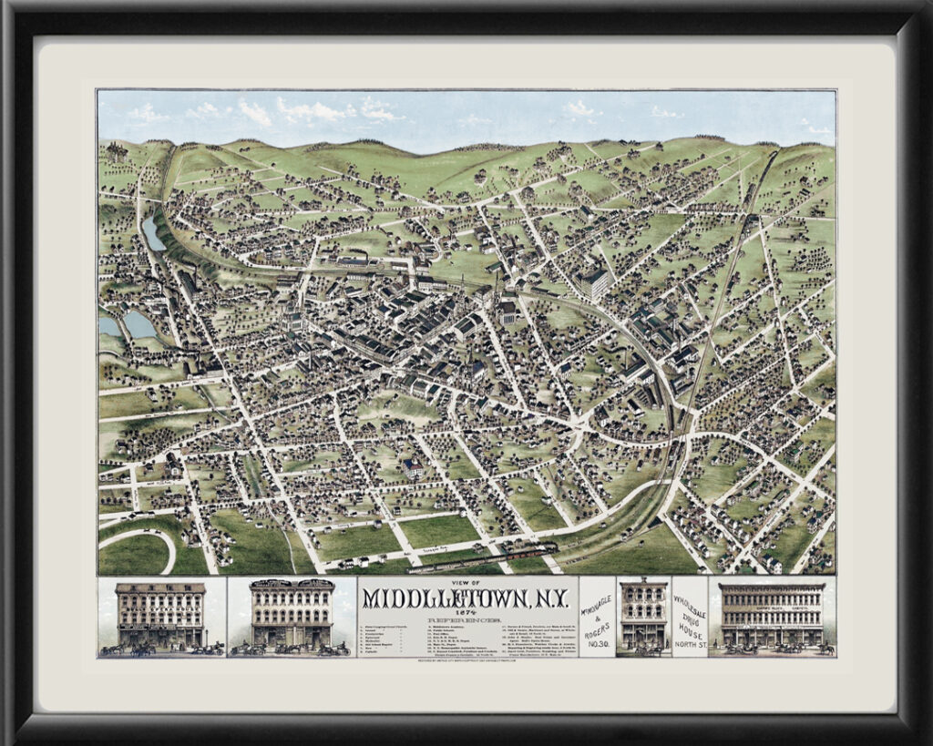 Middletown NY 1874 Restored Map | Vintage City Maps