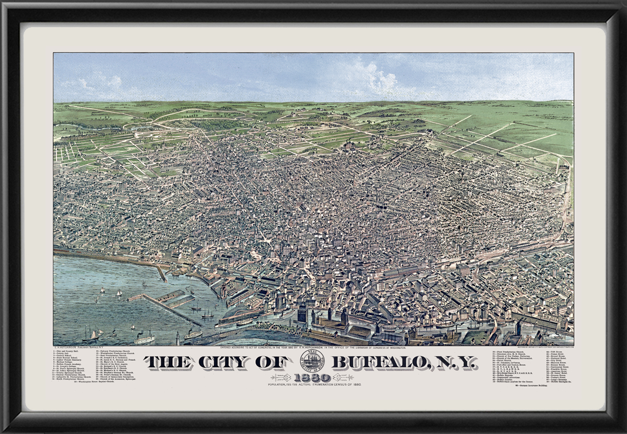 Buffalo NY 1850 Restored Map | Vintage City Maps