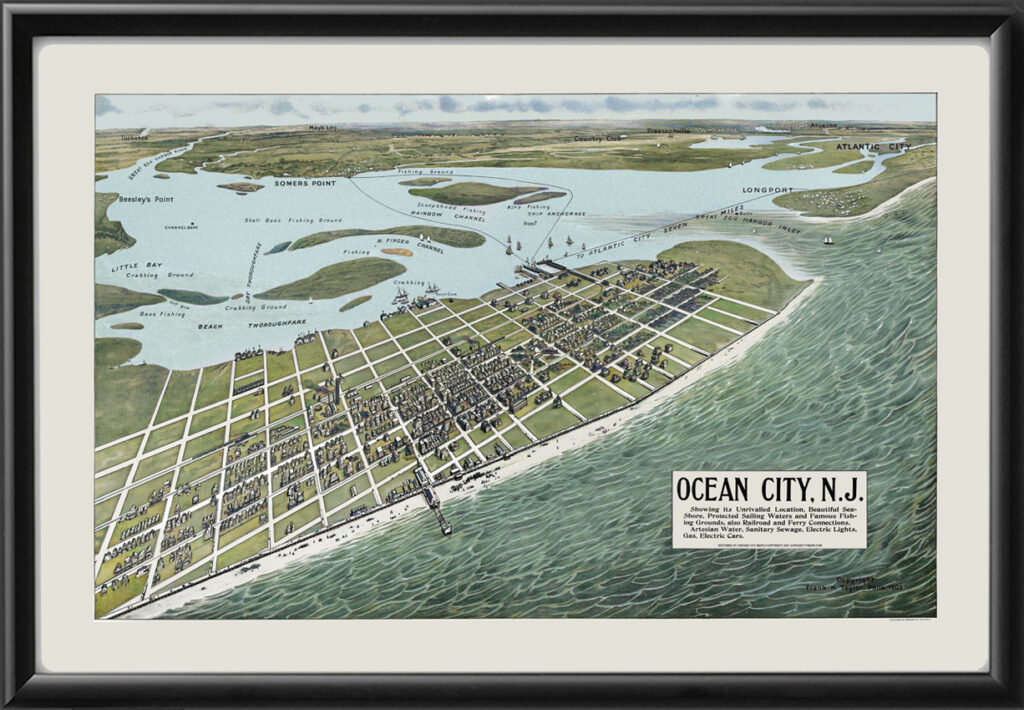 Ocean Grove & Asbury Park NJ 1881 - Vintage City Maps,