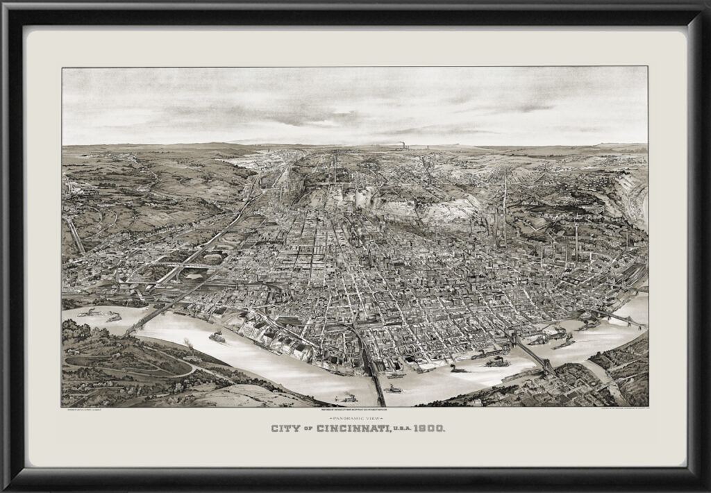 Cincinnati OH 1900 Restored Map | Vintage City Maps