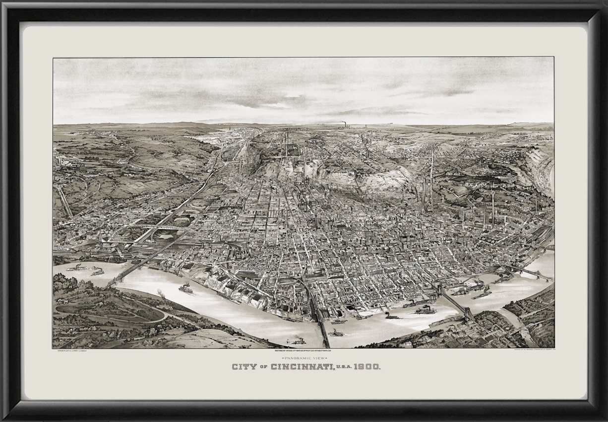 Cincinnati OH 1840 Restored Map | Vintage City Maps