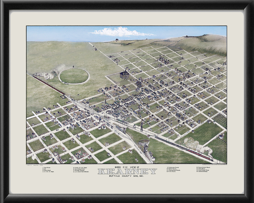 Fort Kearney NE 1870 Restored Map | Vintage City Maps