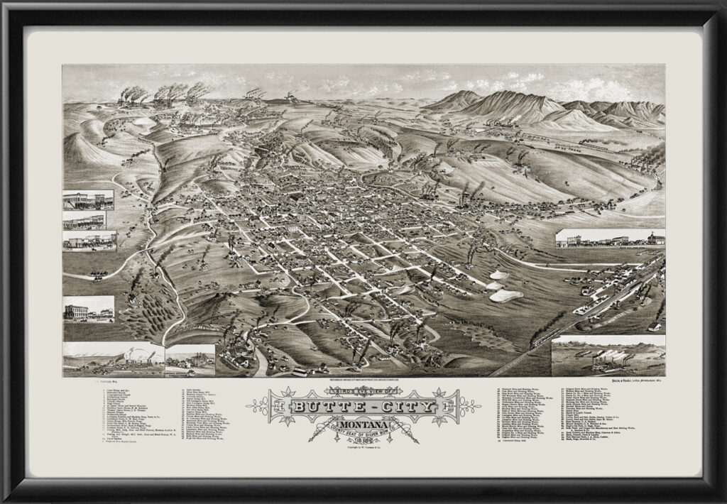 Butte MT 1884 | Vintage City Maps - Restored Bird's Eye Views