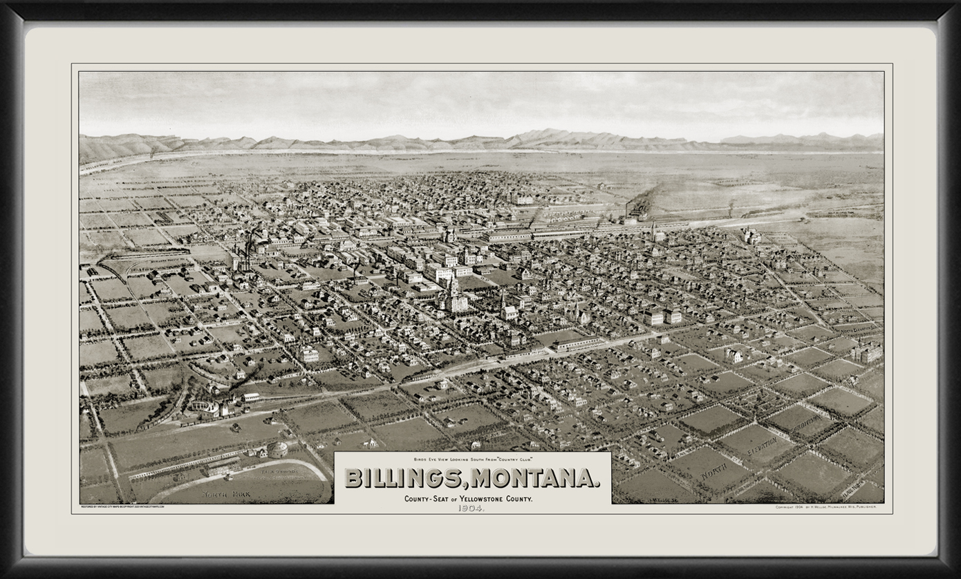 Billings MT 1904 Restored Map | Vintage City Maps