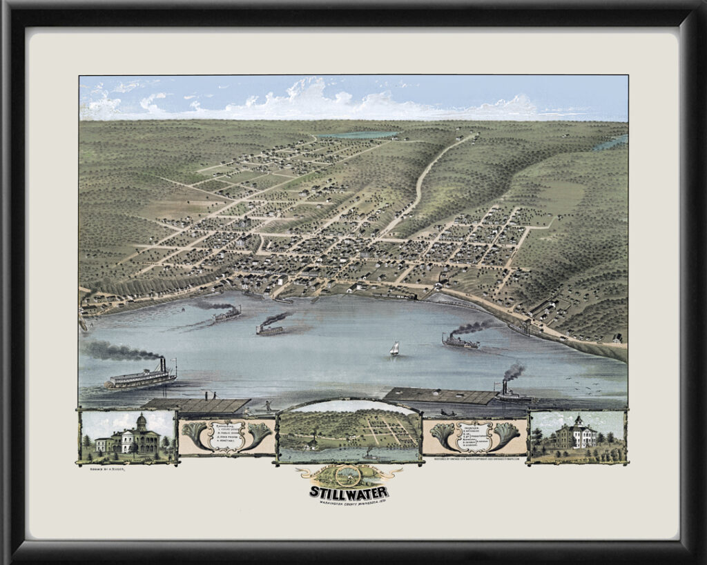 Stillwater MN 1870 Restored Map | Vintage City Maps