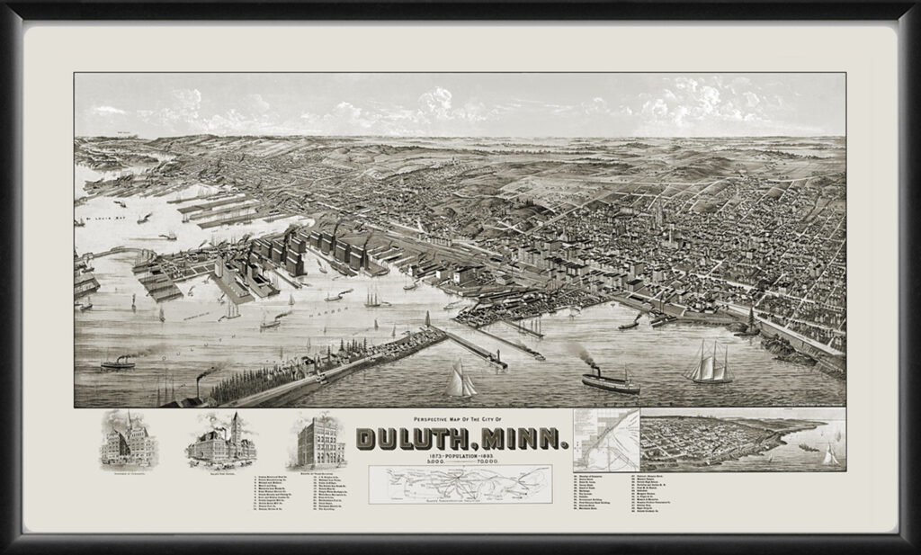 Duluth MN 1893 | Vintage City Maps - Restored Bird's Eye Views
