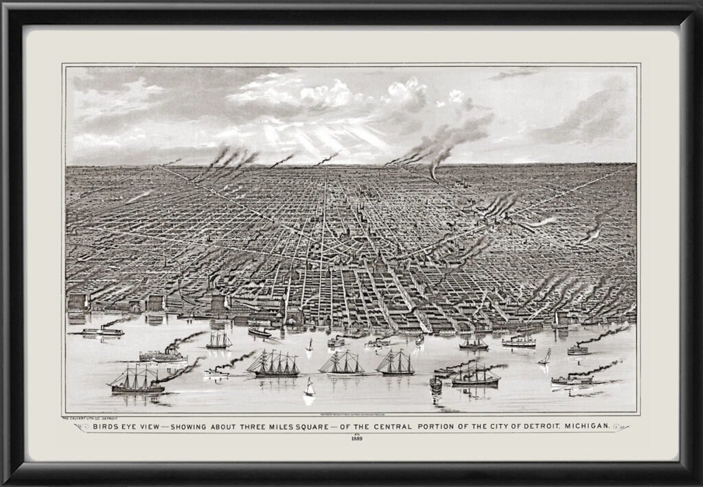 Detroit, Michigan, 1820 - Vintage City Maps, Restored City Maps