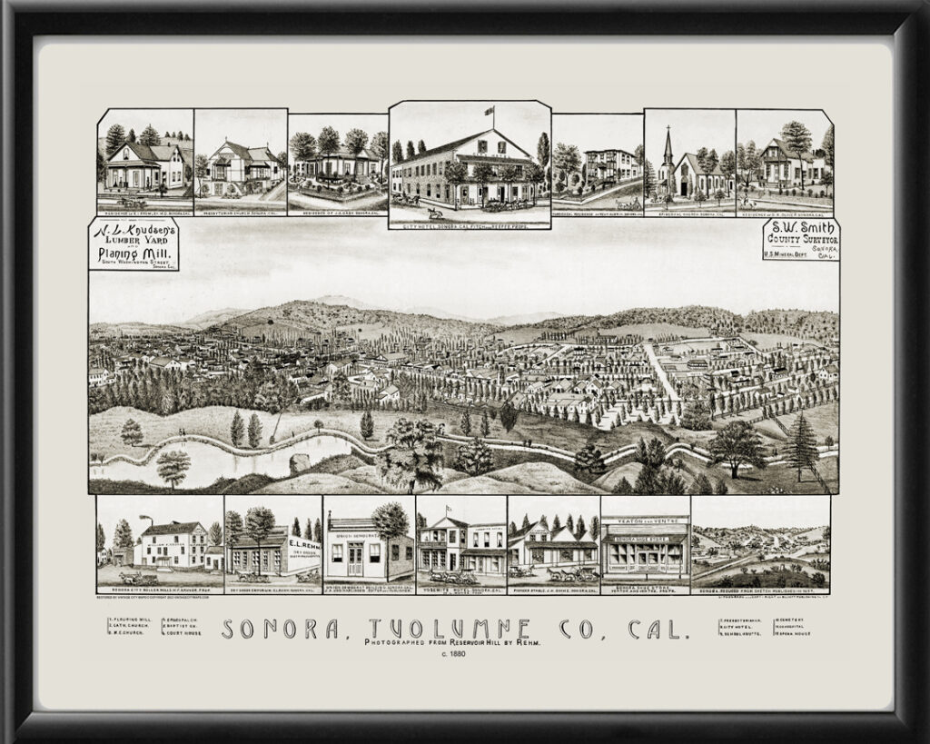 Sonora CA 1880 Restored Map | Vintage City Maps