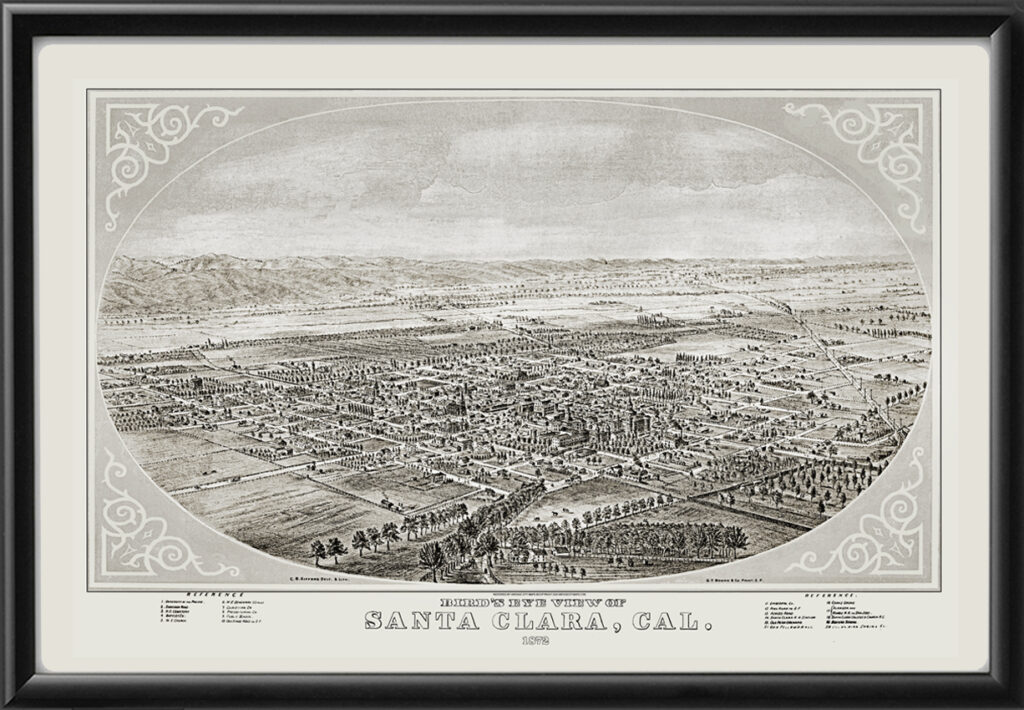 Santa Clara CA 1872 Restored Map | Vintage City Maps