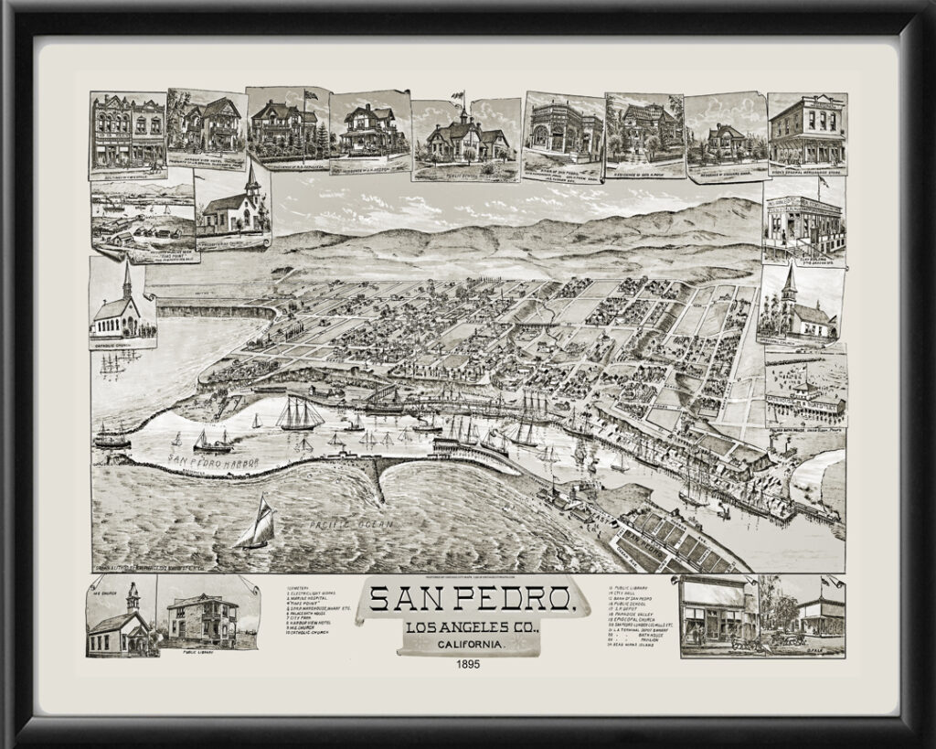 San Pedro CA 1895 Restored Map | Vintage City Maps