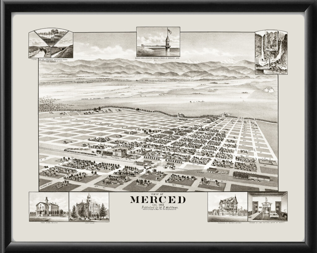 Merced CA 1888 Restored Map | Vintage City Maps